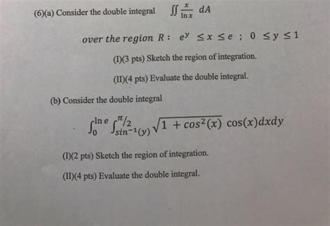 Solved Da 6a Consider The Double Integral In χ Over The