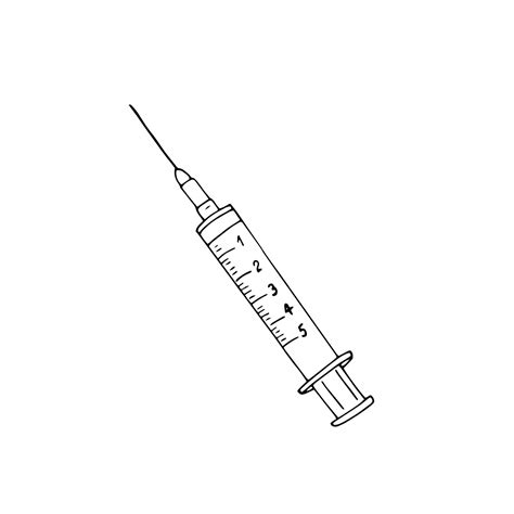 Premium Vector Handdrawn Hypodermic Syringe With Needle Isolated