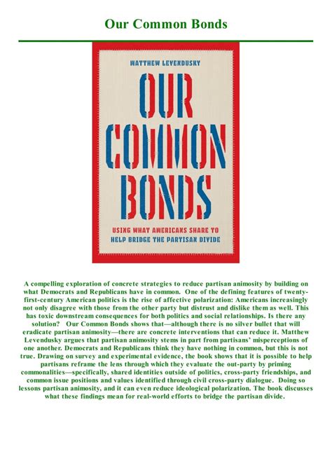 Download Free Pdf Our Common Bonds By Matthew Levendusky