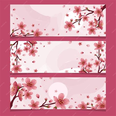 Premium Vector Cherry Blossom Banner Collection Set