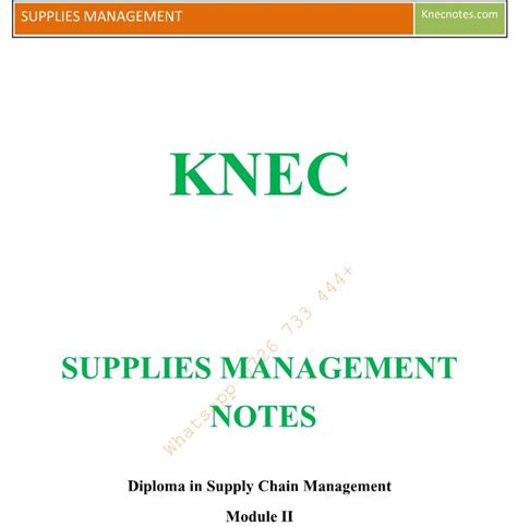 Supplies Management Pdf Notes Knec Pdf Notes