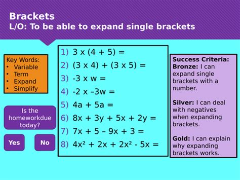 Expanding Single Brackets Teaching Resources