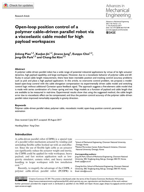 Pdf Open Loop Position Control Of A Polymer Cabledriven Parallel