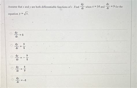 solved assume that x ﻿and y ﻿are both differentiable