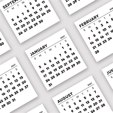2027 Mini Calendar Easy To Read 2027 Small Calendar Printable 2027