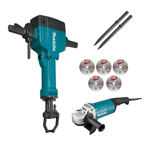 Combo Martillo Demoledor 30 Kg Hm1801 2 Cinceles Esmeril Ga7020