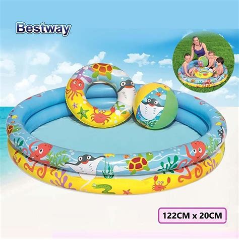 Bestway 51124 Şişme Çocuk Havuzu Simit Deniz Topu 122x20 Cm