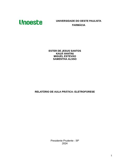 RelatÓrio Eletroforese Pdf