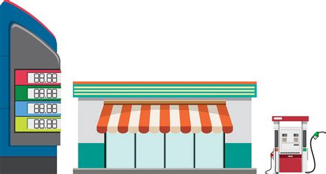 Gas Station In Cartoon Style 10516524 Vector Art At Vecteezy