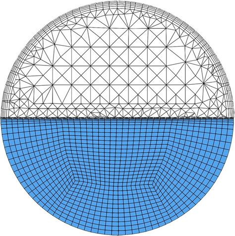 unstructured mesh in the static domain in white top structured mesh