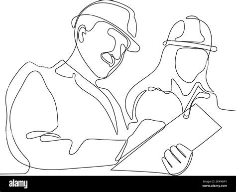 Construction Manager And Engineer Working On Building Site Vector Illustration Stock Vector
