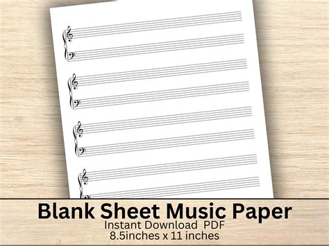 5 Line Sheet Music Paper Printable Blank Music Sheet Piano Staff Paper Manuscript Paper