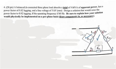 Solved 4 20 Pts A Balanced Δ Connected Three Phase Load