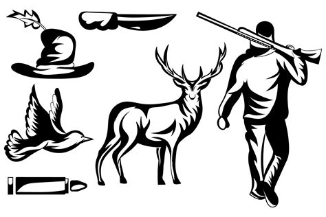 Hunting Vector Bandw Illustration Set 6 Graphic By Design Sparkled