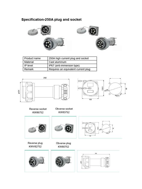 250a High Current Socket Specification Pdf