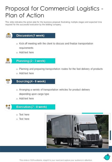 Proposal For Commercial Logistics Plan Of Action One Pager Sample Example Document