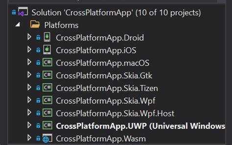 Not Able To Select Some Cross Platform Applications In The Select Startup Project Dropdown