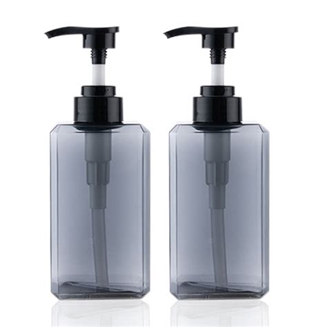 450ml152oz Pump Bottle Dispenser 2 Pack Refillable Square Plastic