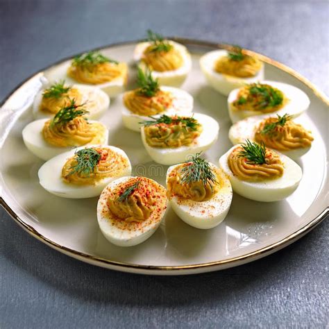 Beautifully Arranged Gefuhlte Eier On Elegant Platter Ai Content Generation Stock Illustration