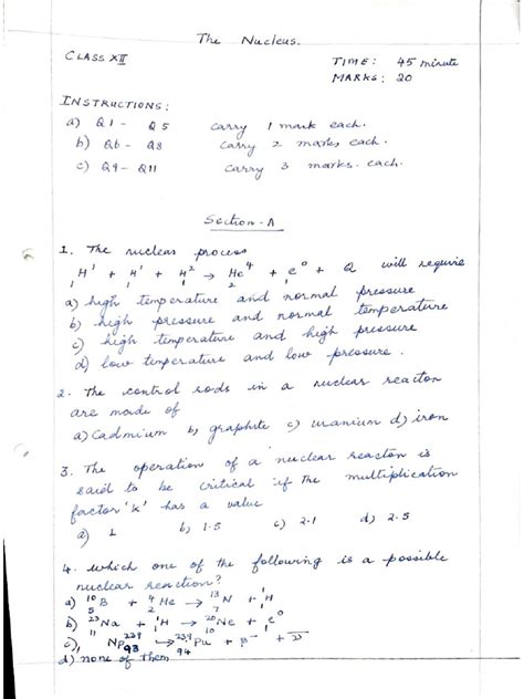 Xii Nucleus Test Pdf