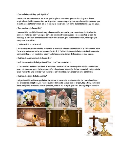 Qué Es La Eucaristía Y Qué Significa Pdf