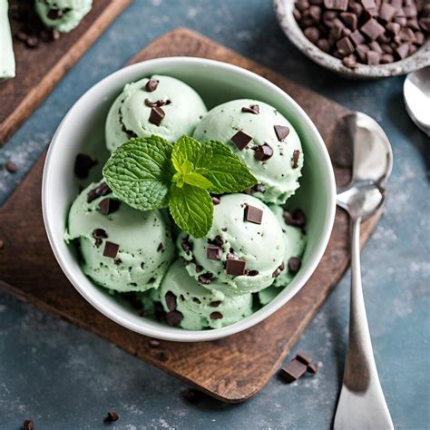 Mint Chocolate Chip Ice Cream Recipe Mint Ice Cream In White Bowl