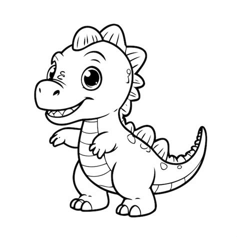 Premium Vector Cute Vector Illustration Dino Doodle Black And White