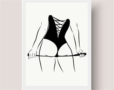 Bdsm Erotic Line Art Kinky Sensual Female Drawing Sexy Bedroom Wall