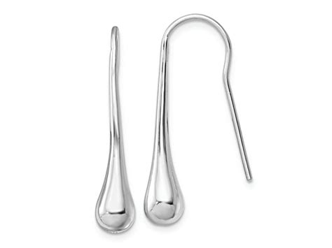 Sterling Silver Polished Rhodium Plated Teardrop Earrings 1d1zha Jtv