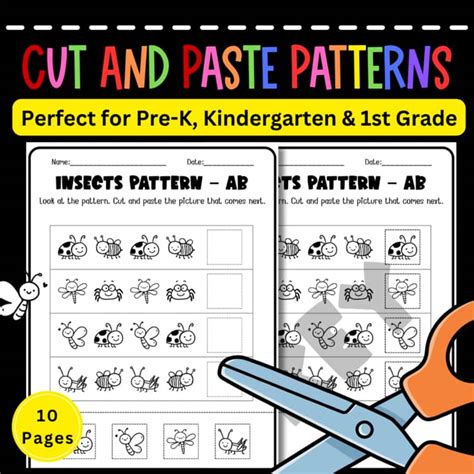 Insects Pattern Worksheets Cut And Paste Ab Aab Abb Abc Aabb