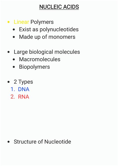 Solution Nucleic Acids Summary Note Studypool