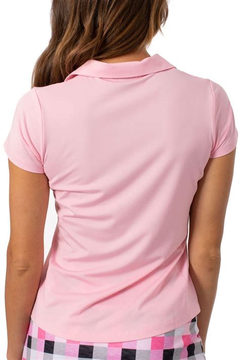 Golftini Light Pink Short Sleeve Ruffle Stretch Polo Ladies Golf