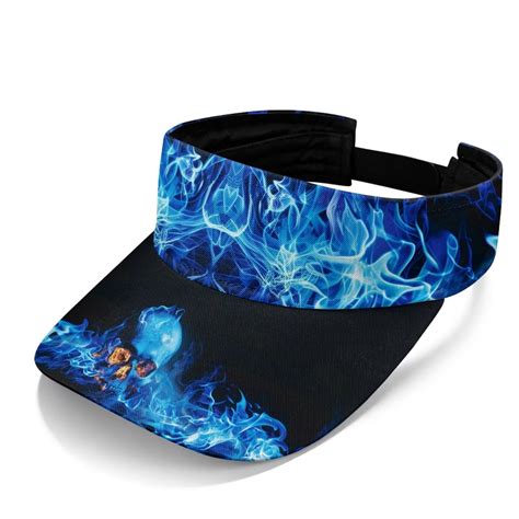 Chaqlin Flame Skull Print Visors Hat Women Men Wide Brim Open Top Sun