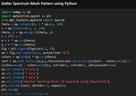 Stellar Spectrum Mesh Grid Pattern Using Python ~ Computer Languages
