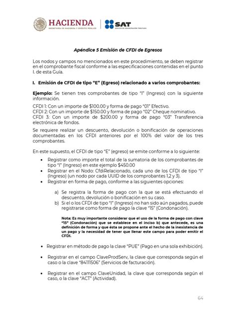 Anexo 20 Guia De Llenado Cfdi 64 68 Pdf Economias