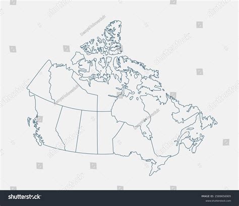 Outline Canada Map Isolated On White Stock Vector Royalty Free