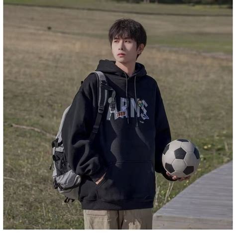 ฤดูหนาวสไตล์ญี่ปุ่นภาษาอังกฤษพิมพ์ Pttern Street Hoodie ผู้ชายหลวม Oersize Shopee Thailand