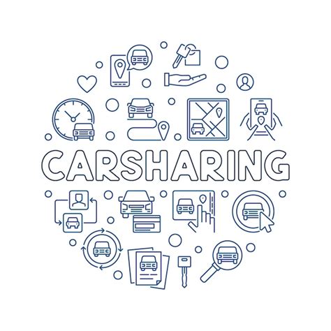 Premium Vector Carsharing Concept Circle Shaped Line Illustration Car