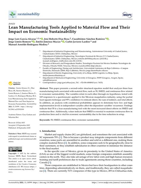 Lean Manufacturing Tools Applied To Material Flow And Their Impact On Economic Sustainability