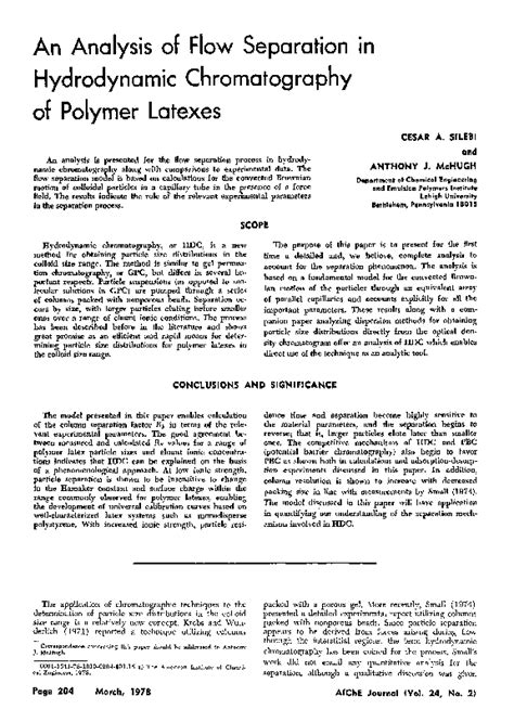 Pdf An Analysis Of Flow Separation In Hydrodynamic Chromatography Of
