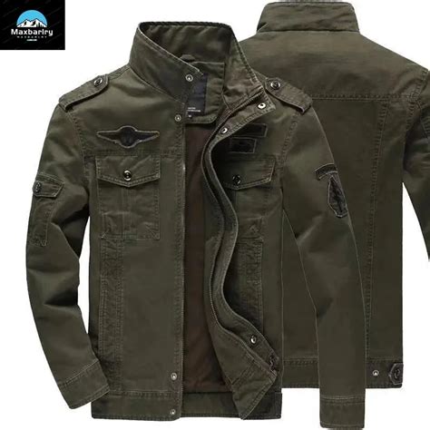 Chaqueta Verde Militar Para Hombre Abrigo Informal Holgado De Algod N