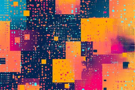 Abstract Pixelated Texture Bold Vibrant Squares In Chaotic Digital