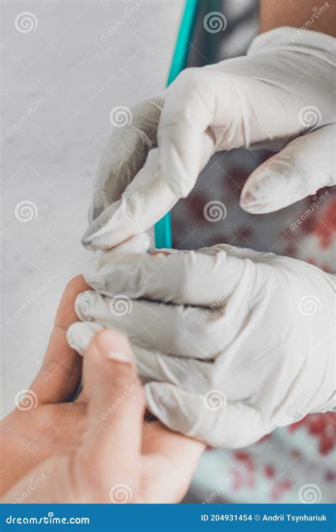 Blood Glucose Meter Glucometer And Patient The Procedure Takes Place