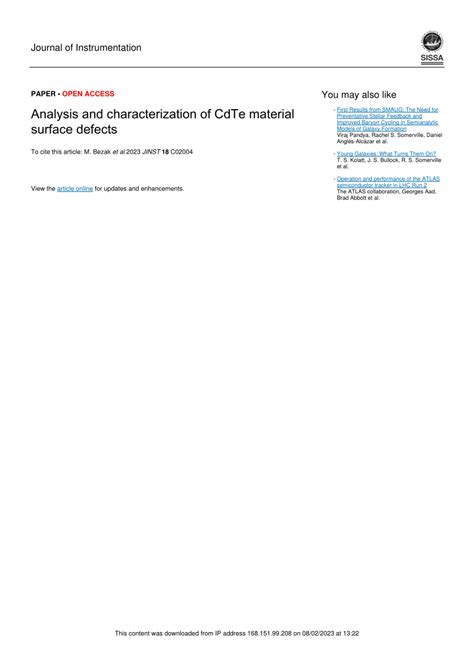Pdf Analysis And Characterization Of Cdte Material Surface Defects