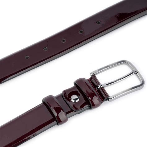 Buy Mens Burgundy Patent Leather Belt Dress Luxury