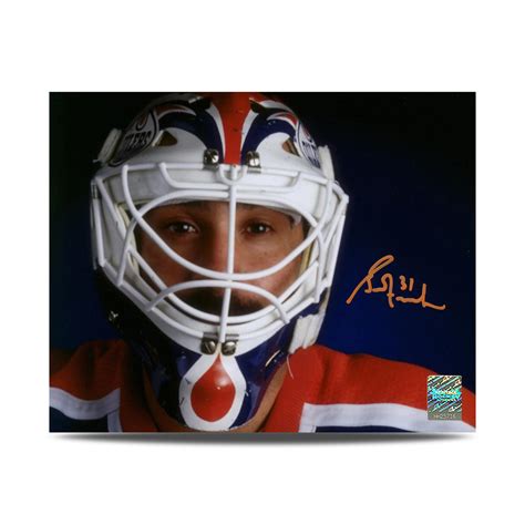 Grant Fuhr Signed Edmonton Oilers Mask Close Up 8x10 Photo
