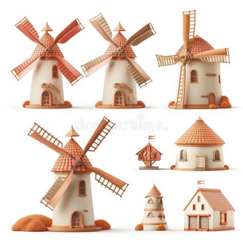 Windmill Mill Icon Rural Countryside Mill Symbol 3d Realistic Wind