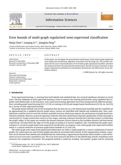 Pdf Error Bounds Of Multi Graph Regularized Semi Supervised