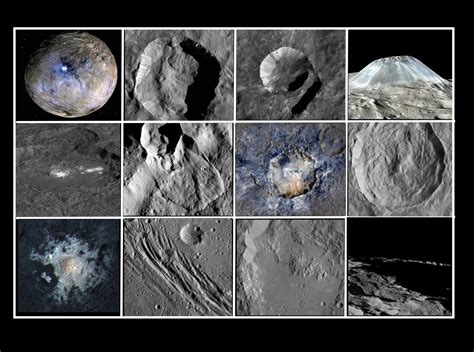 Collage Of Features On Ceres Nasa Jet Propulsion Laboratory Jpl