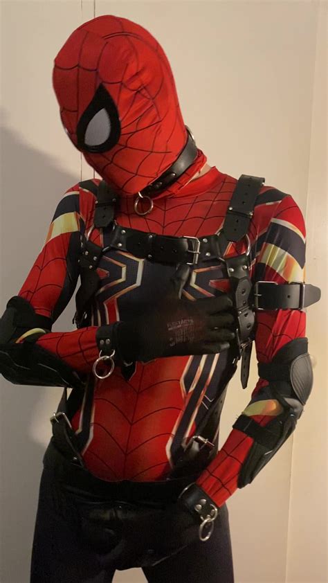 Leather Spiderman Enjoying Some Techno